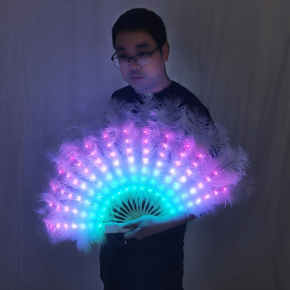 Color-Ostrich-Feathers-LED-Fan-Performance-Dancing-Lights-Fans-Night ...