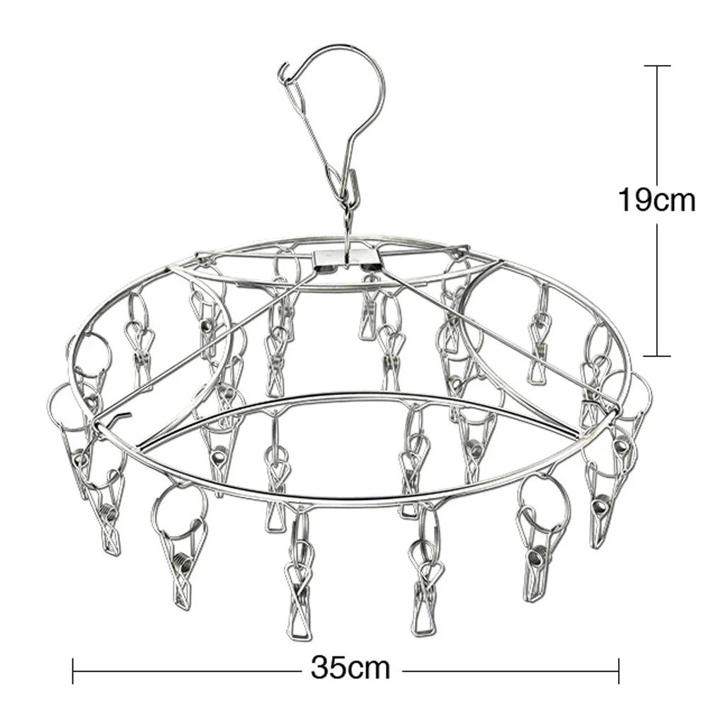 Round-Stainless-Steel-Windproof-Clothespin-Laundry-Hanger-Clothesline ...