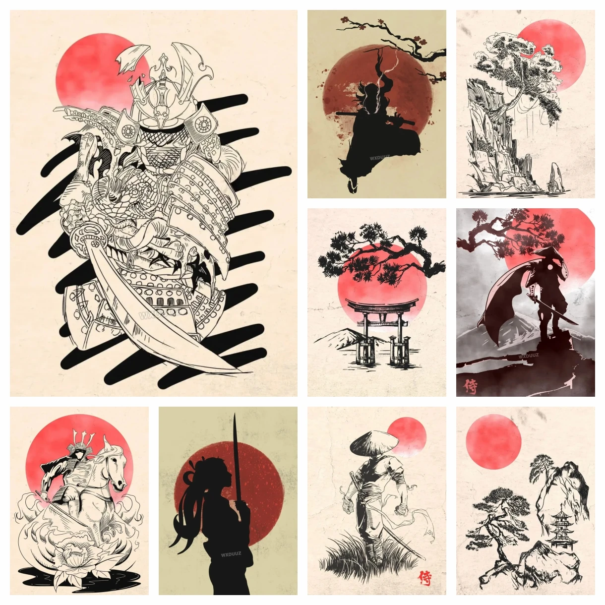 DIY Diamond Art Painting Kits Japanese Samurai Retro Abstract ...