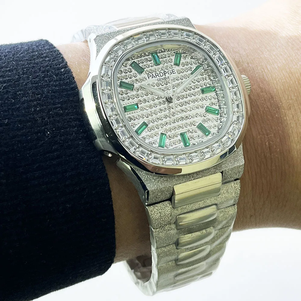 PARDPGE 42mm Men's Automatic Mechanical watch design Green Ding Sparkle ...
