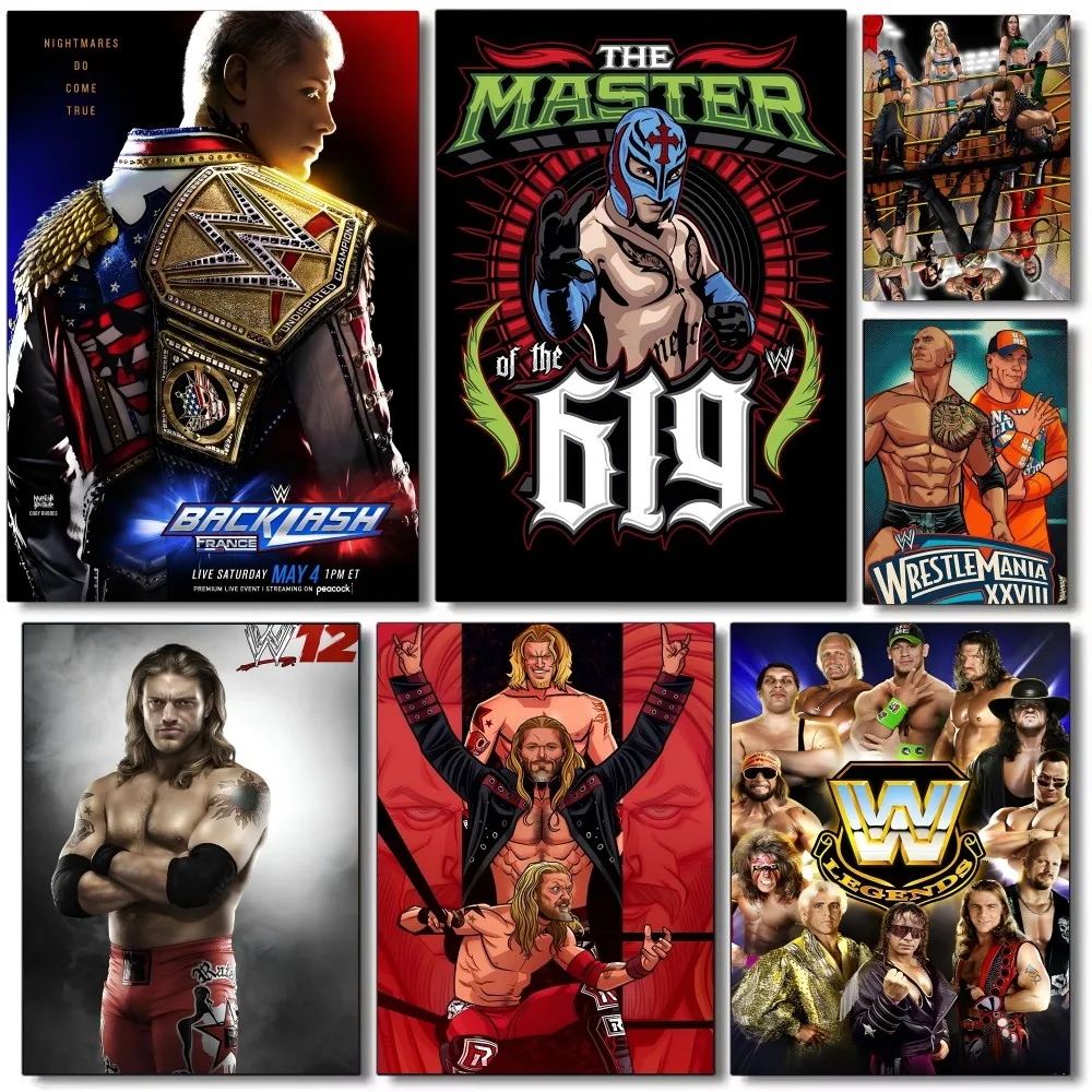 W-WWE Poster Self-adhesive Art Waterproof Paper Sticker Coffee House ...