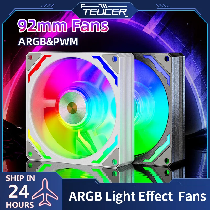 TEUCER-AF925-Computer-Case-Fan-92mm-5V-3pin-ARGB-Fan-Kit-9cm-RGB-4pin ...
