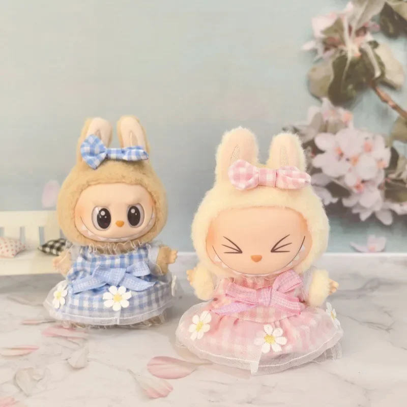 Labubu Clothes: Cottagecore Plaid Skirt - 15/17cm Vinyl Doll Dress with ...