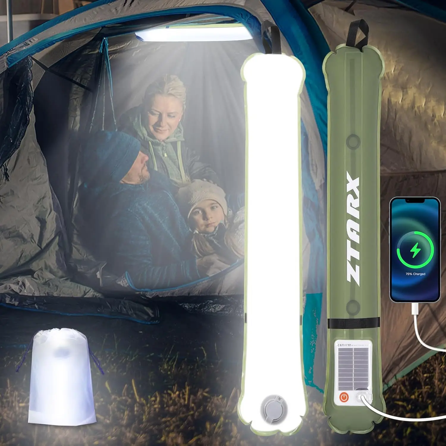 Ztarx-Solar-LED-Tube-Light-Built-in-Battery-Inflatable-IP66-Waterproof ...