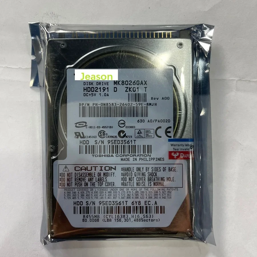 80 GB 5400 RPM IDE PATA 2.5" (MK8026GAX) Internal Hard Drive HDD ...
