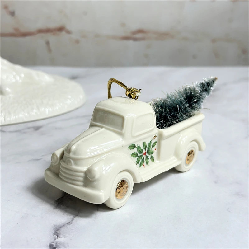 Lenox Ceramic Christmas Car with Tree Ornament Navidad Christmas ...