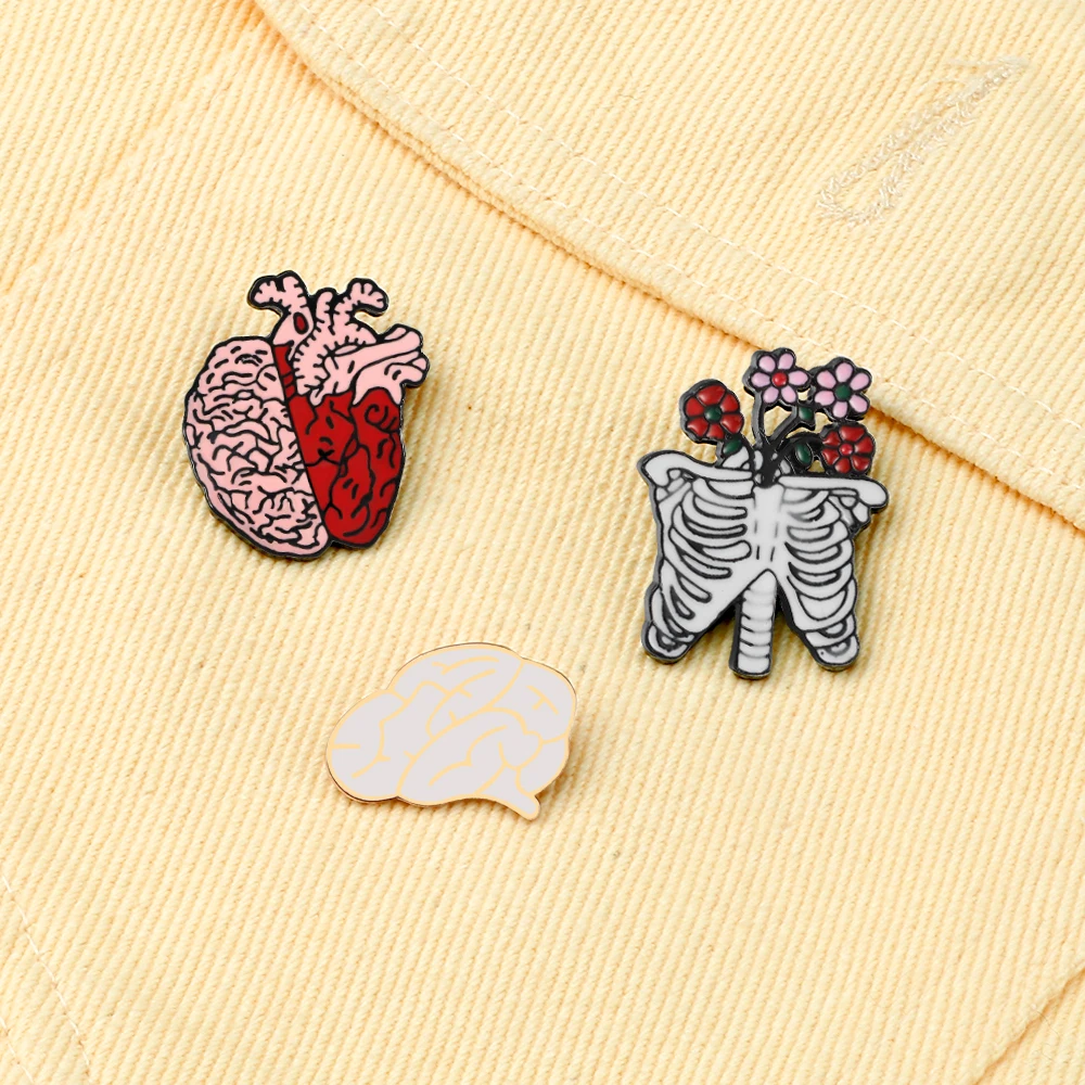 3-Punk-Style-Human-Organs-Enamel-Pins-Heart-Dissection-Brain-Skeleton ...