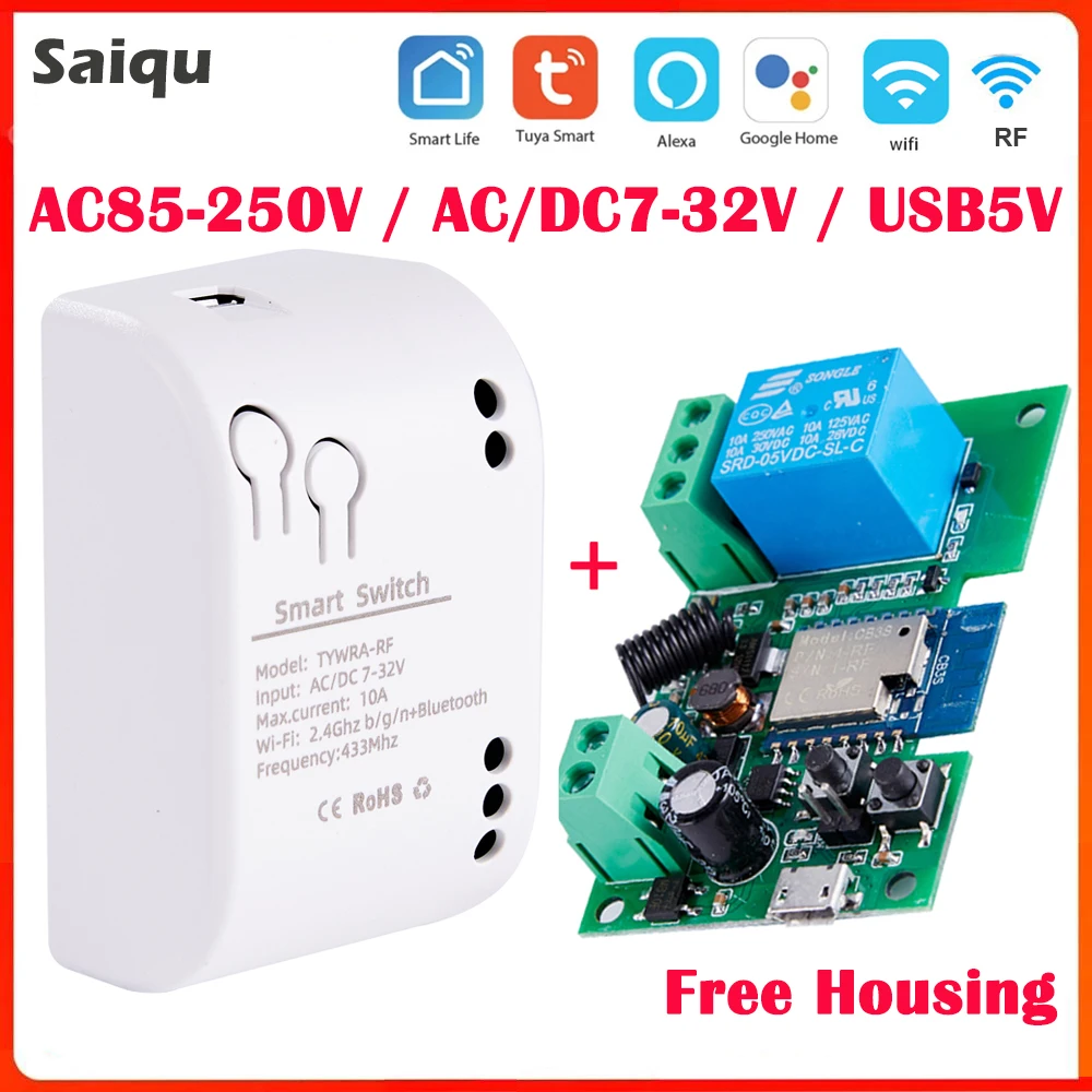 Alexa-Smart-Switch-Tuya-Smart-Home-1CH-10A-Wireless-Wifi-Switch-Relay ...