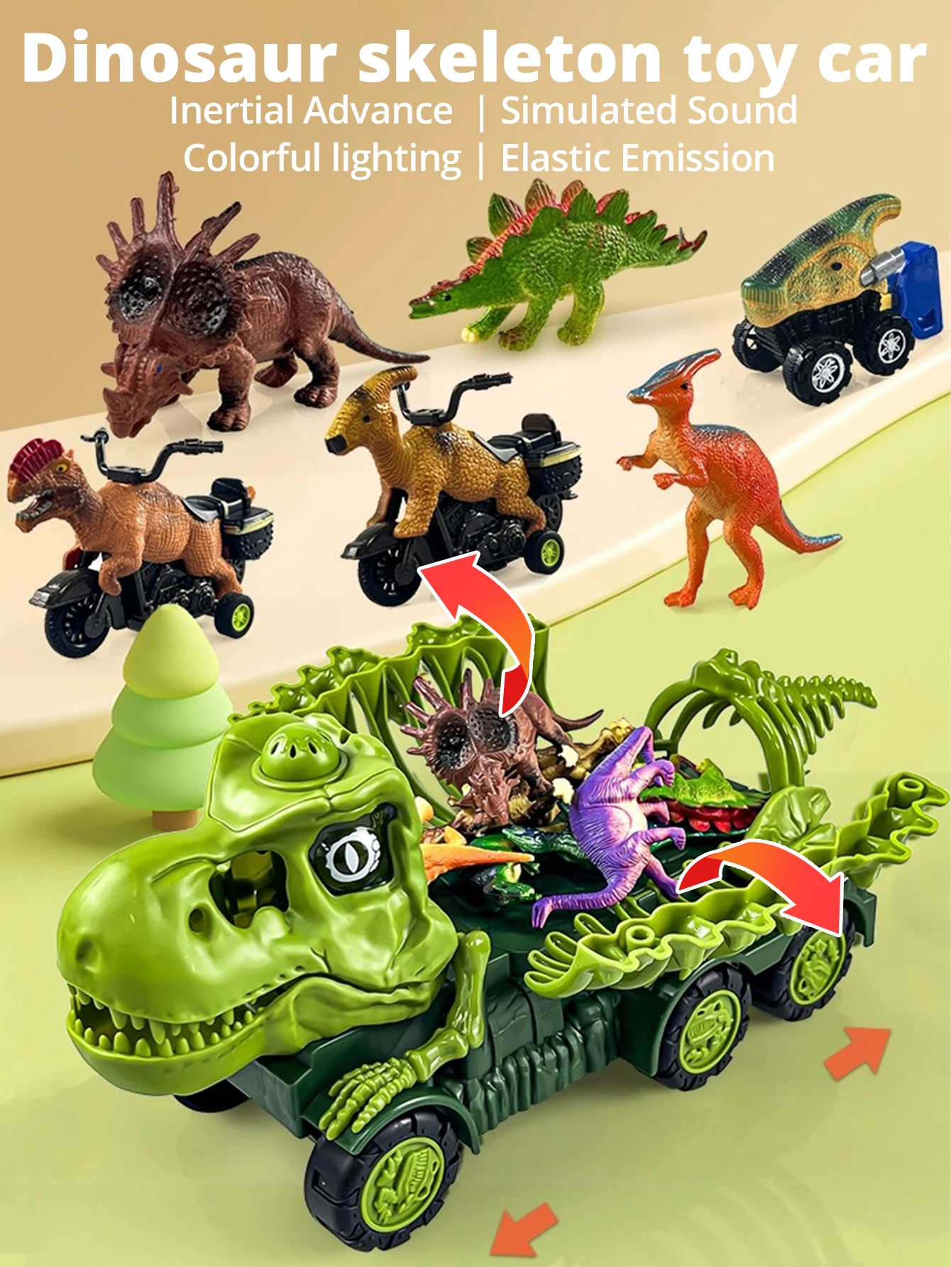 Dinosaur-skeleton-car-model-1-large-car-with-2-small-cars-random-style ...