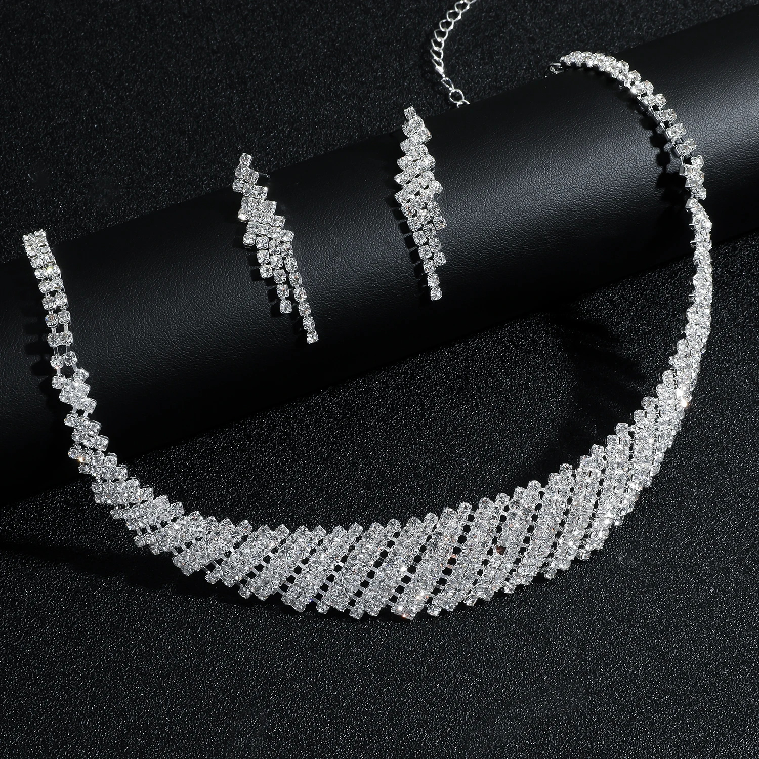 Women Crystal Diamante Rhinestone Necklace Wedding Bridal Party Chain ...