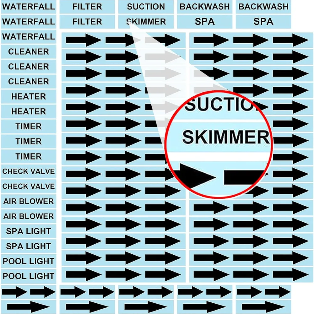 125 Pcs Pool Equipment Identification Labels 1/2*2 Inches Waterproof ...