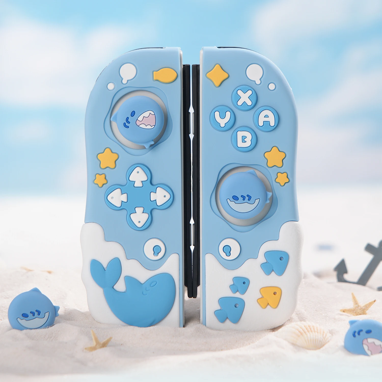Geekshare Silicone Protective JoyCon Cover with 1Pair Thumb Grip Caps ...