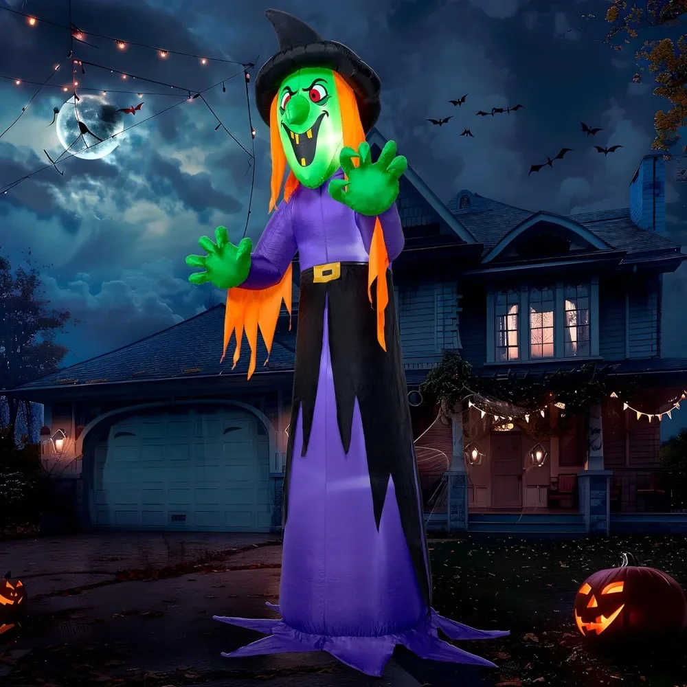 12-Ft-Inflatables-Witch-Outdoor-Halloween-Decorations-with-Build-in ...