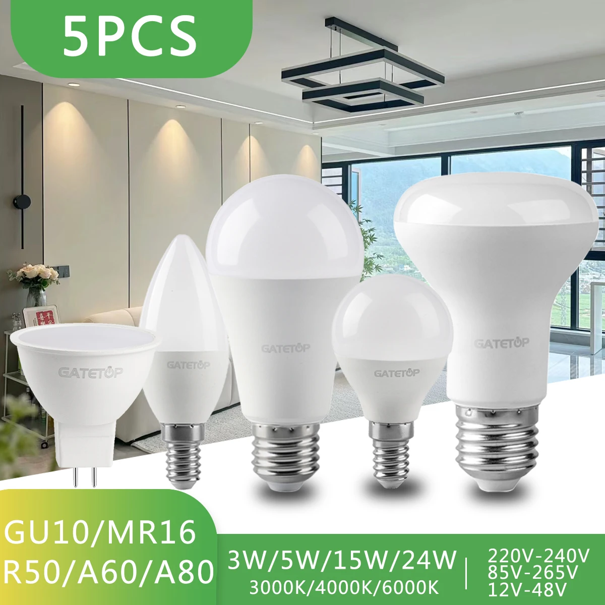 5PCS-LED-Spotlight-Bulb-E27-E14-B22-AC220-240V-5W-9W-18W-24W-Energy ...