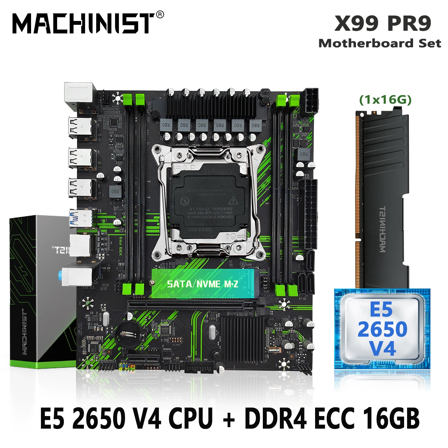 MACHINIST PR9 X99 Motherboard Set LGA 2011-3 Kit Xeon E5 2650 V4 CPU ...