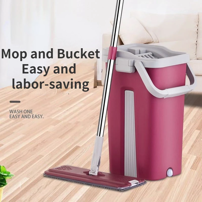 Hand-free-spin-mop-Dry-Wet-dual-use-microfiber-mop-pad-bucket-household ...