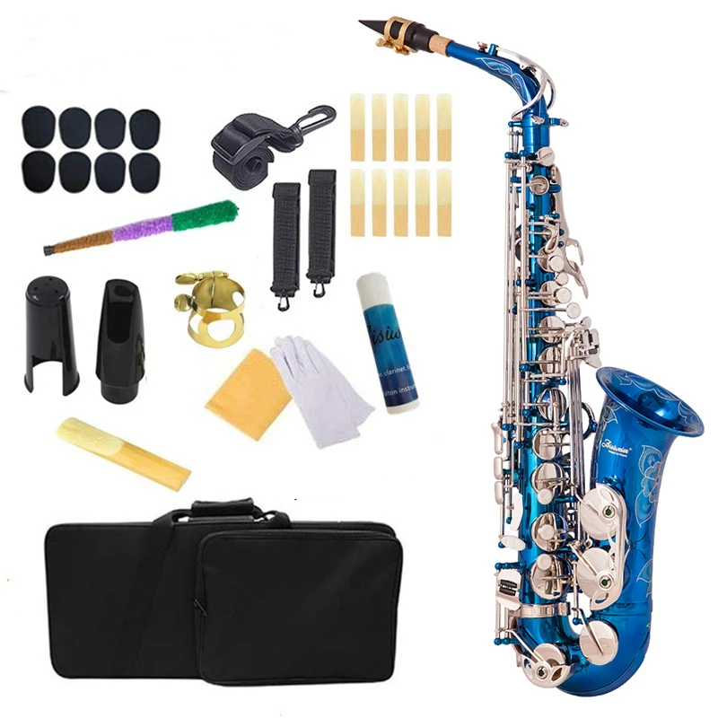 high-grade-Blue-silver-Eb-Alto-Saxophone-Brass-Lacquered-E-Flat-Sax-802 ...