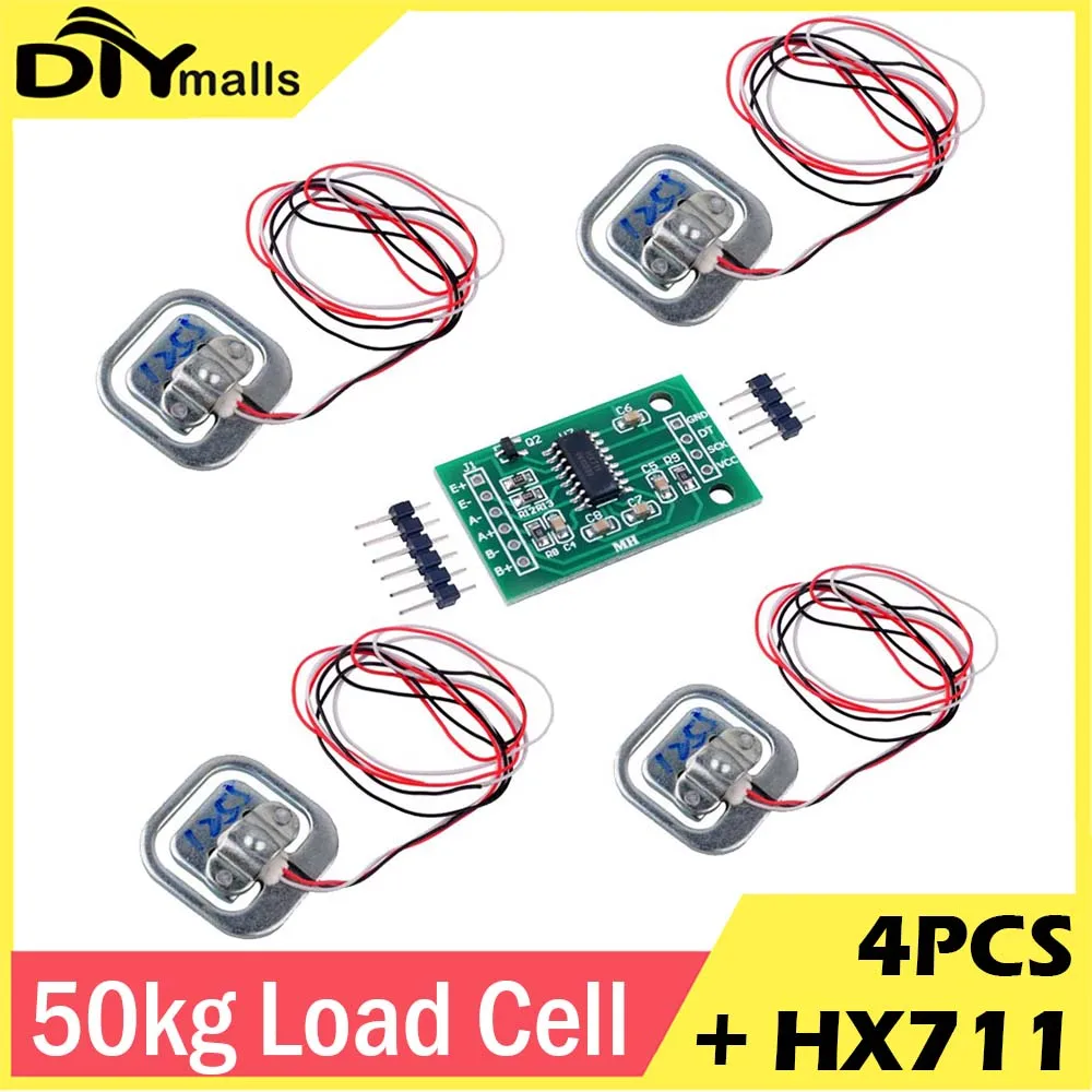 4pcs 50kg Load Cell Weight Sensor Strain Half-bridge Strain Gauge Body ...