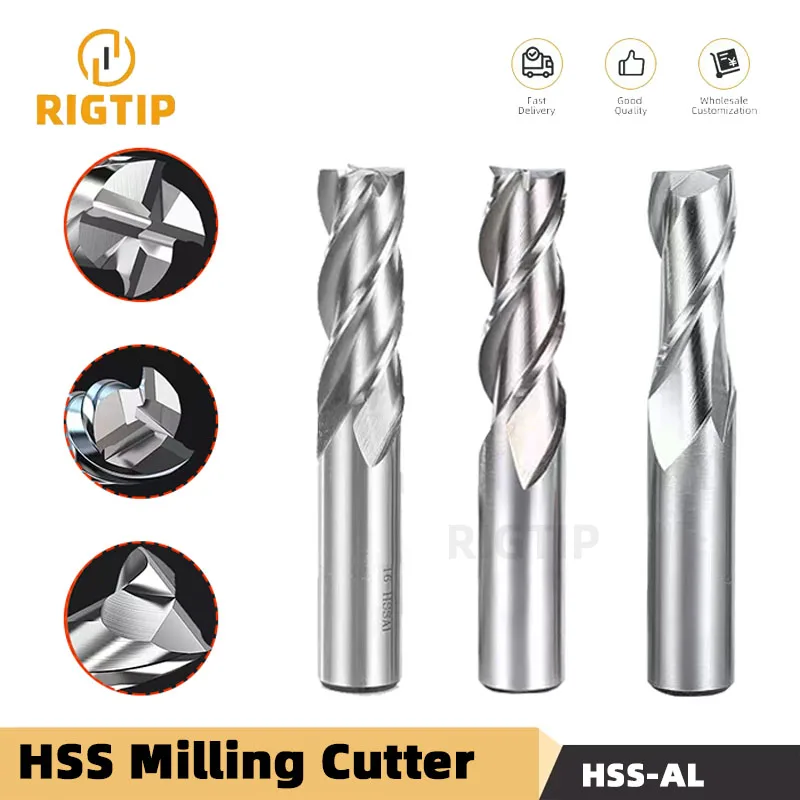 RIGTIP End Mills High Precision HSS Metal Cutter Co8 Cobalt D1-32mm 2 3 ...