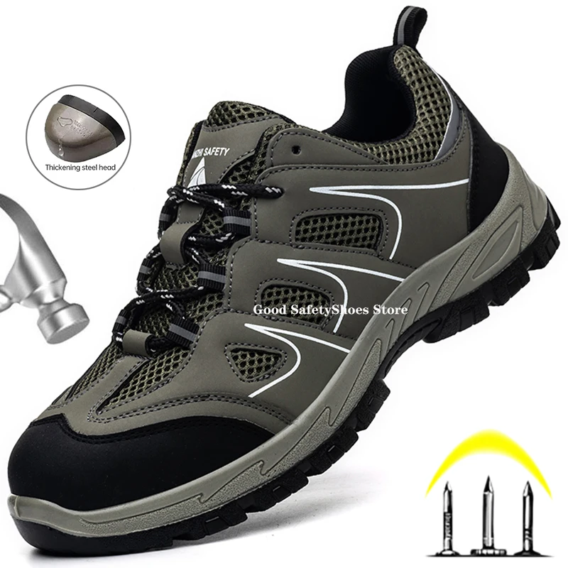 Breathable Mesh Safety Shoes Men Summer Work Shoes Boots Anti Smash ...
