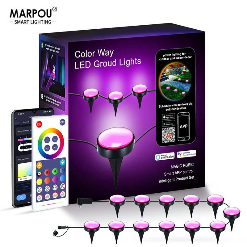 15pack Rgb Led Smart Buried Light 12w Ip67 Waterproof Lawn Lamp Tuya ...