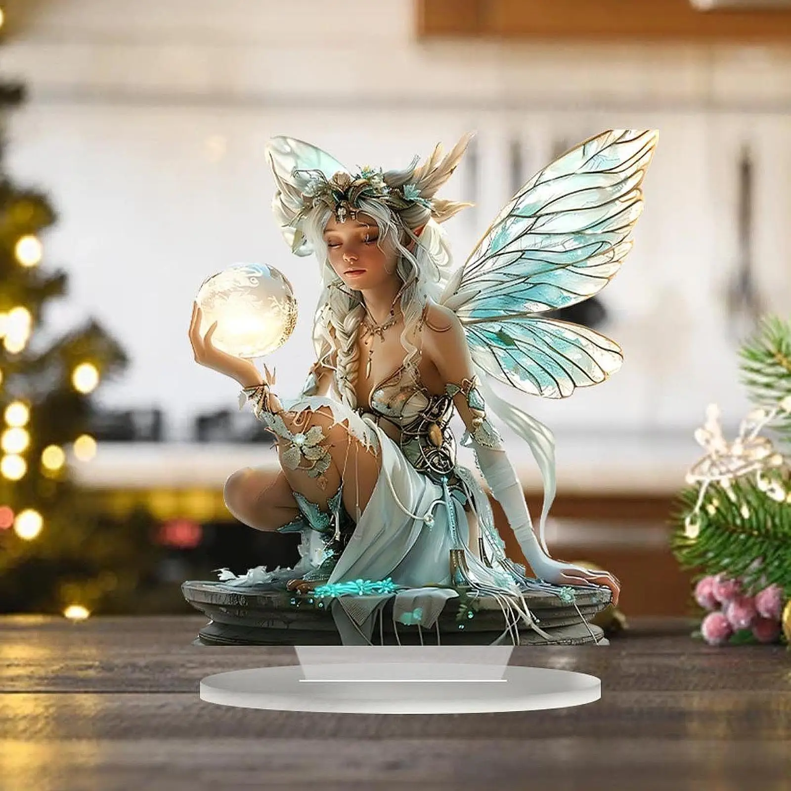 Decoración de hadas de elfo 2D, estatua plana de chica hermosa, centro ...