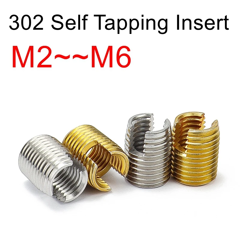 Self Tapping insert nut Bushing 302 slotted type Wire Thread Repair Insert M2 M2.5 M3 M4 M5 M6 ...