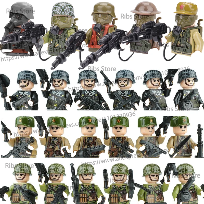 WWII Military Figures Building Blocks Flamethrower Special Forces ...