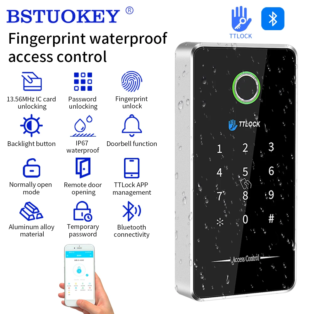 Waterproof-Bluetooth-Biometric-Fingerprint-Card-Code-Lock-Keypad-with ...