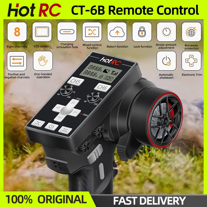 HotRC-CT-6B-Remote-Controller-CT-6B-2-4Ghz-RC-8CH-Transmitter-One-Hand ...