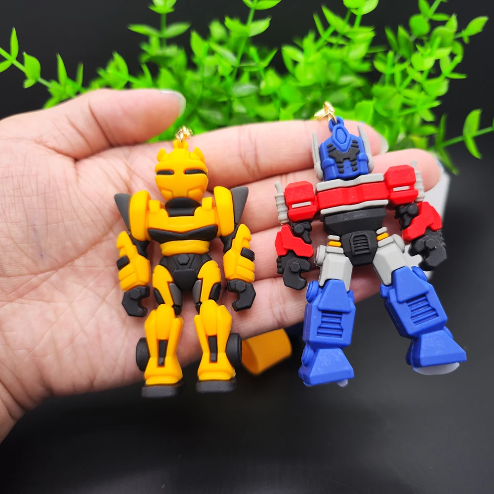 Creative-Cartoon-Robot-Keychain-Silicone-Transformer-Car-Key-Chain-Kids ...