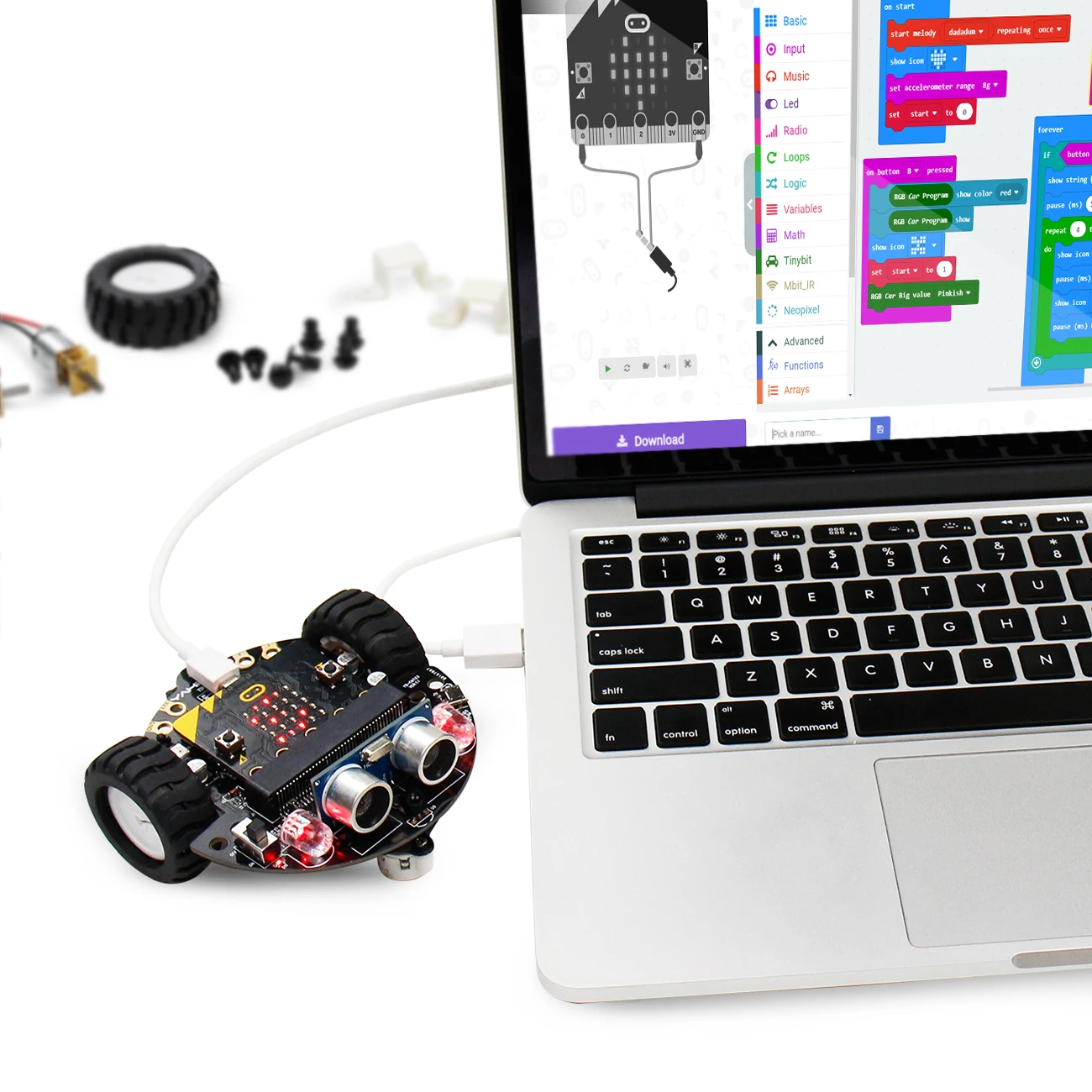 Ce Rohs 2wd Smart Robot Car For Microbit V1 V2 Programmable Stem Diy ...