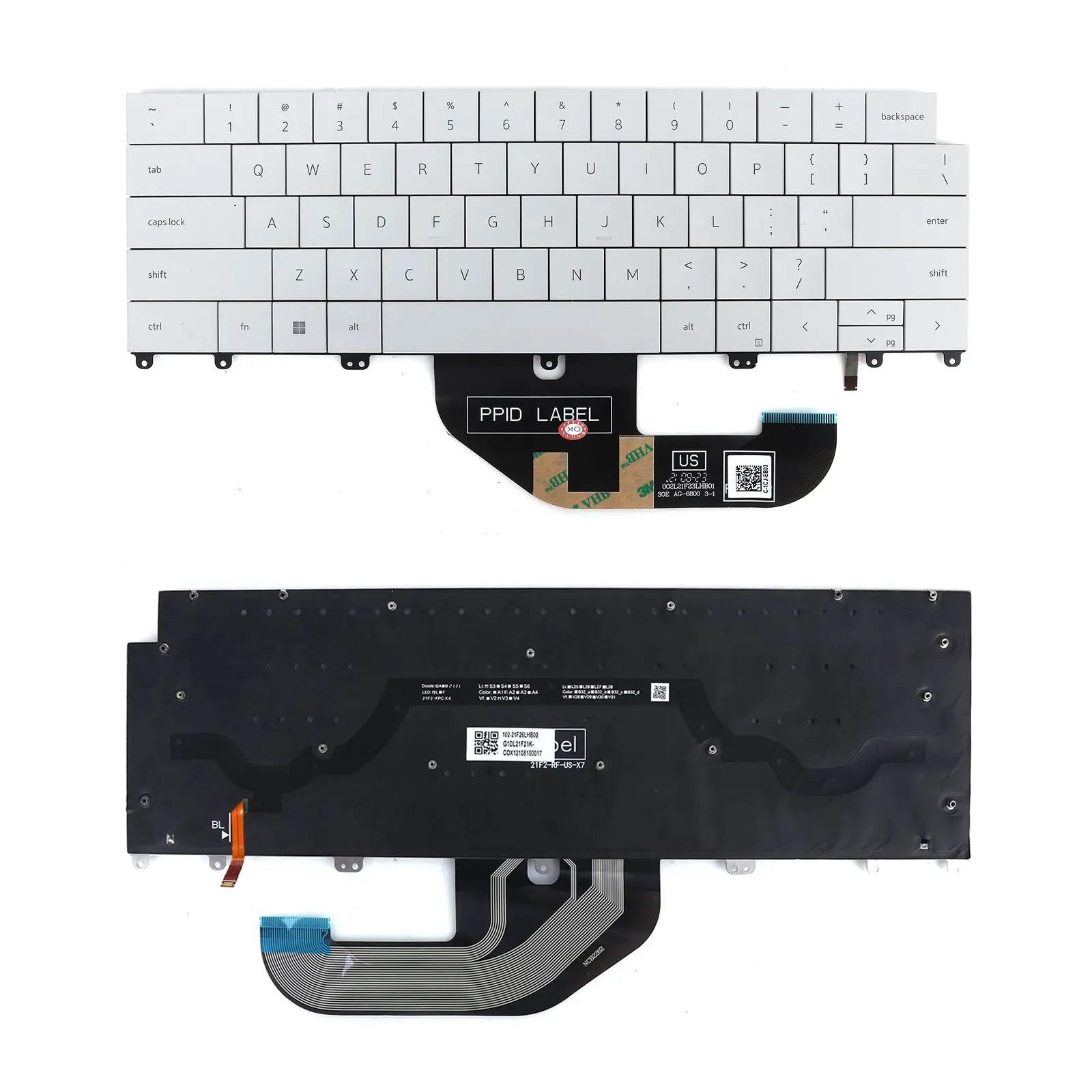 US Laptop Keyboard for Dell XPS 13 Plus 9320 White with Backit for Win8 ...