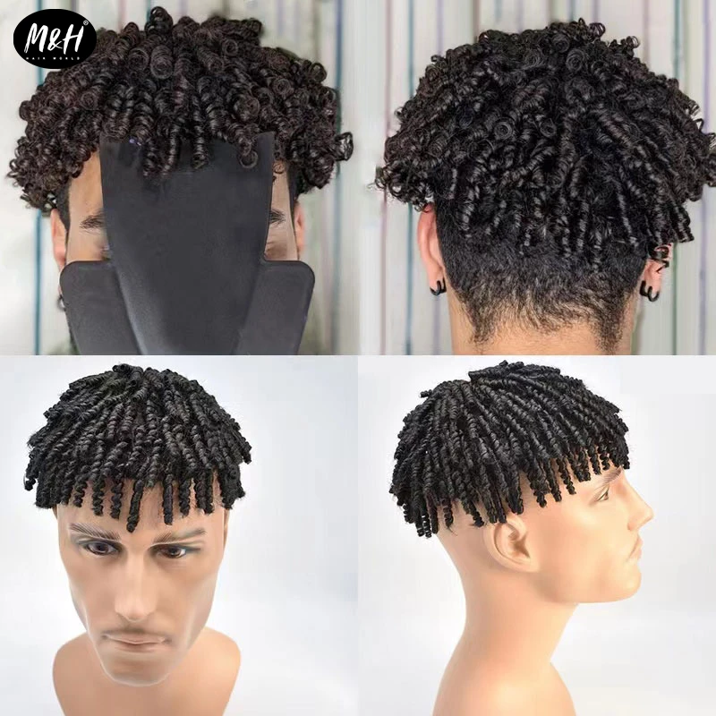 8X10 PU Hair Toupee For Men Boy Wig System Thin Skin Curly Natural ...