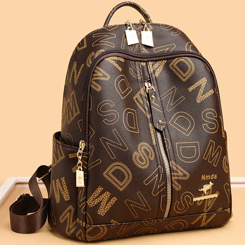 2024-Famous-Women-s-Retro-Letter-Print-Design-Backpack-Large-Capacity ...