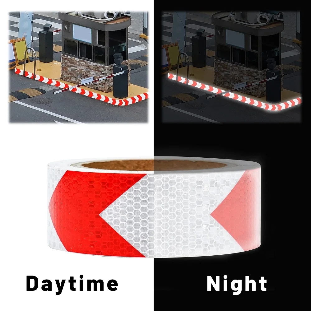5CM-25M-White-Red-Self-Adhesive-Arrow-Reflective-Warning-Stickers ...