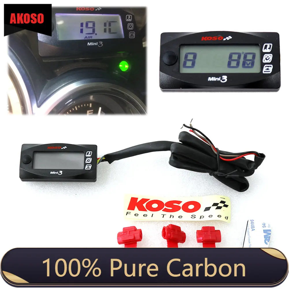 MINI 3 in 1 LED Display KOSO Meter (Air Temp+Time+Volt) Measuring Test ...