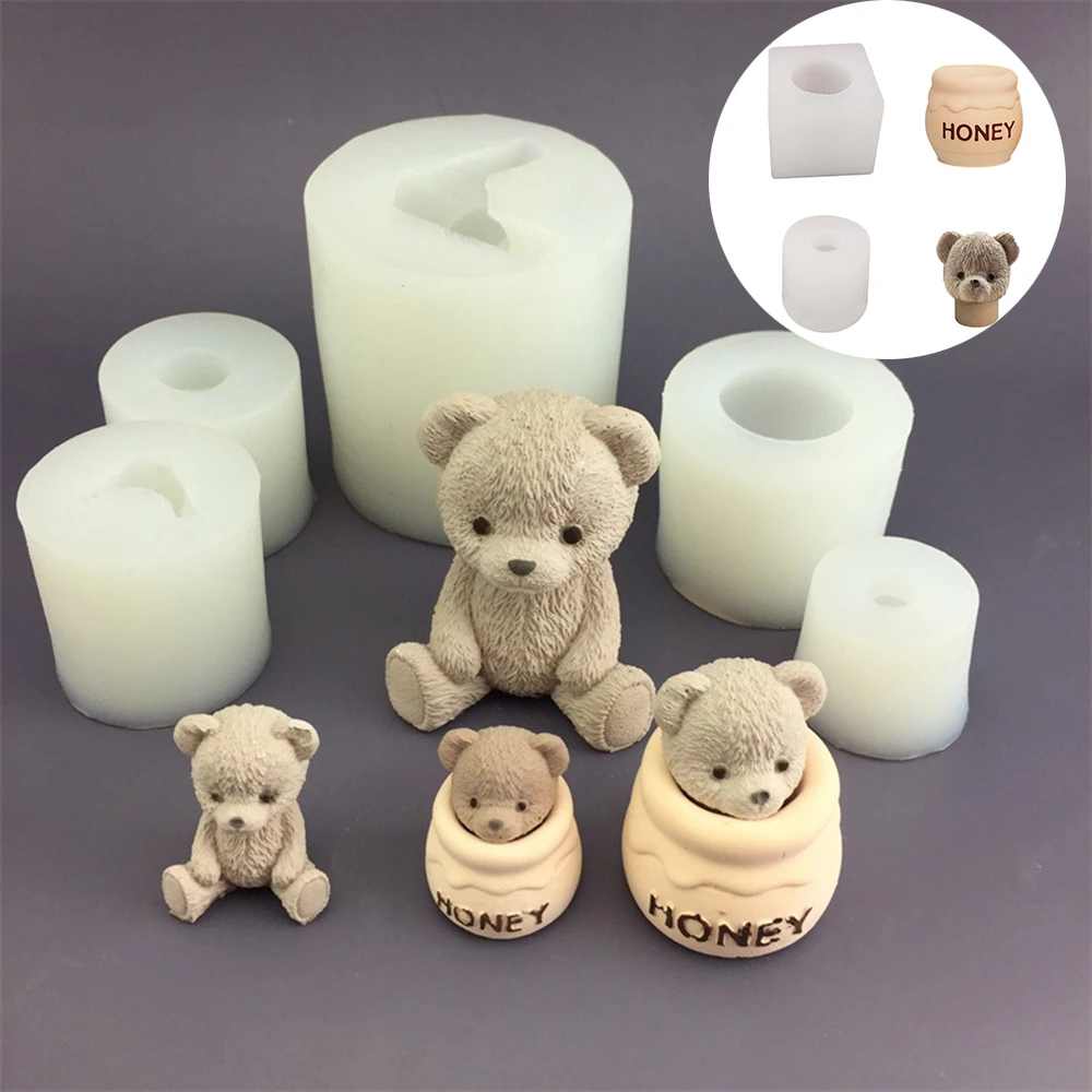 Cute-Teddy-Bear-Candle-Mold-Silicone-Aromatherapy-Plaster-Korean ...