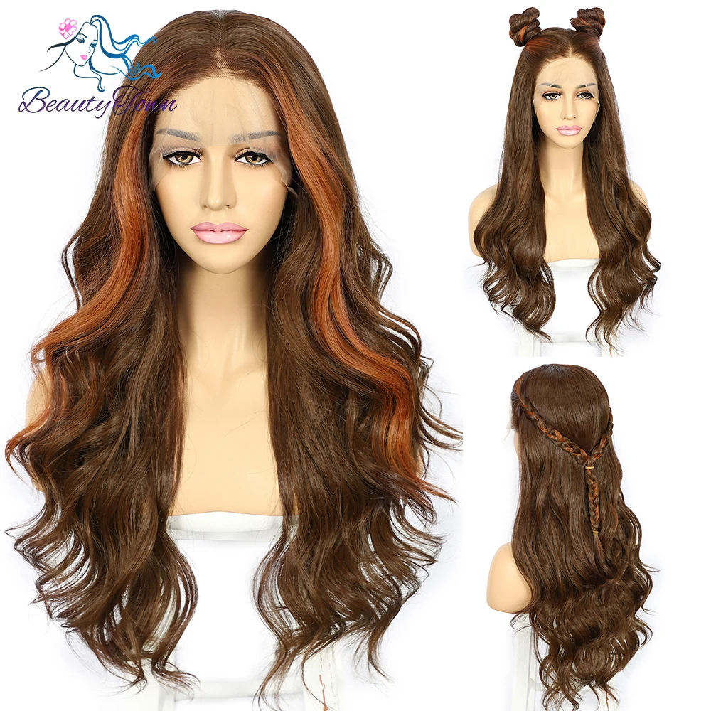 Ginger-Orange-Synthetic-Lace-Front-Wig-Highlight-Copper-Blonde-HD ...