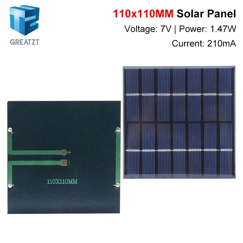 TZT-7V-210mA-1-47W-Solar-Panel-Polycrystalline-110-110MM-Mini-Sunpower ...