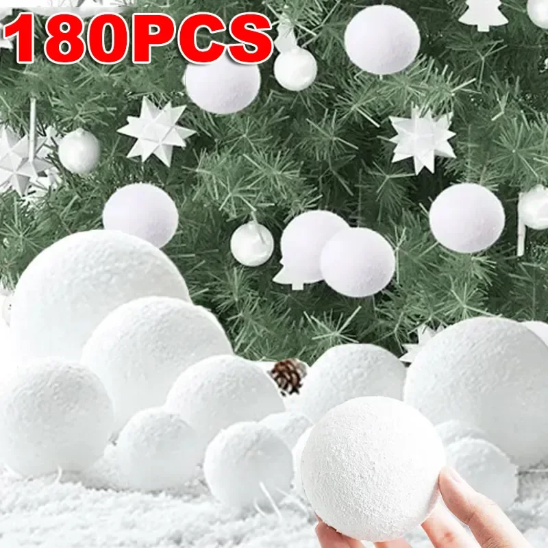 24-6Pcs-White-Foam-Christmas-Balls-Xmas-Tree-Hanging-Pendant-4-6-8cm ...