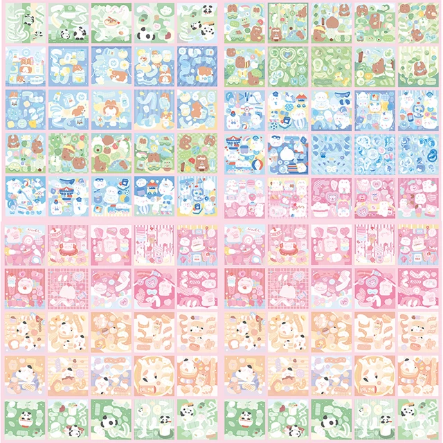 Mr. Paper 100pcs/Box Cartoon Animal Theme Cute Stickers DIY Handbook ...