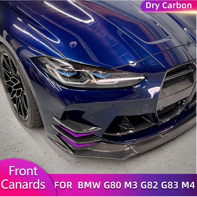 Dry-Carbon-Fiber-Car-Front-Bumper-Side-Canards-Trims-for-BMW-G80-M3-G82 ...