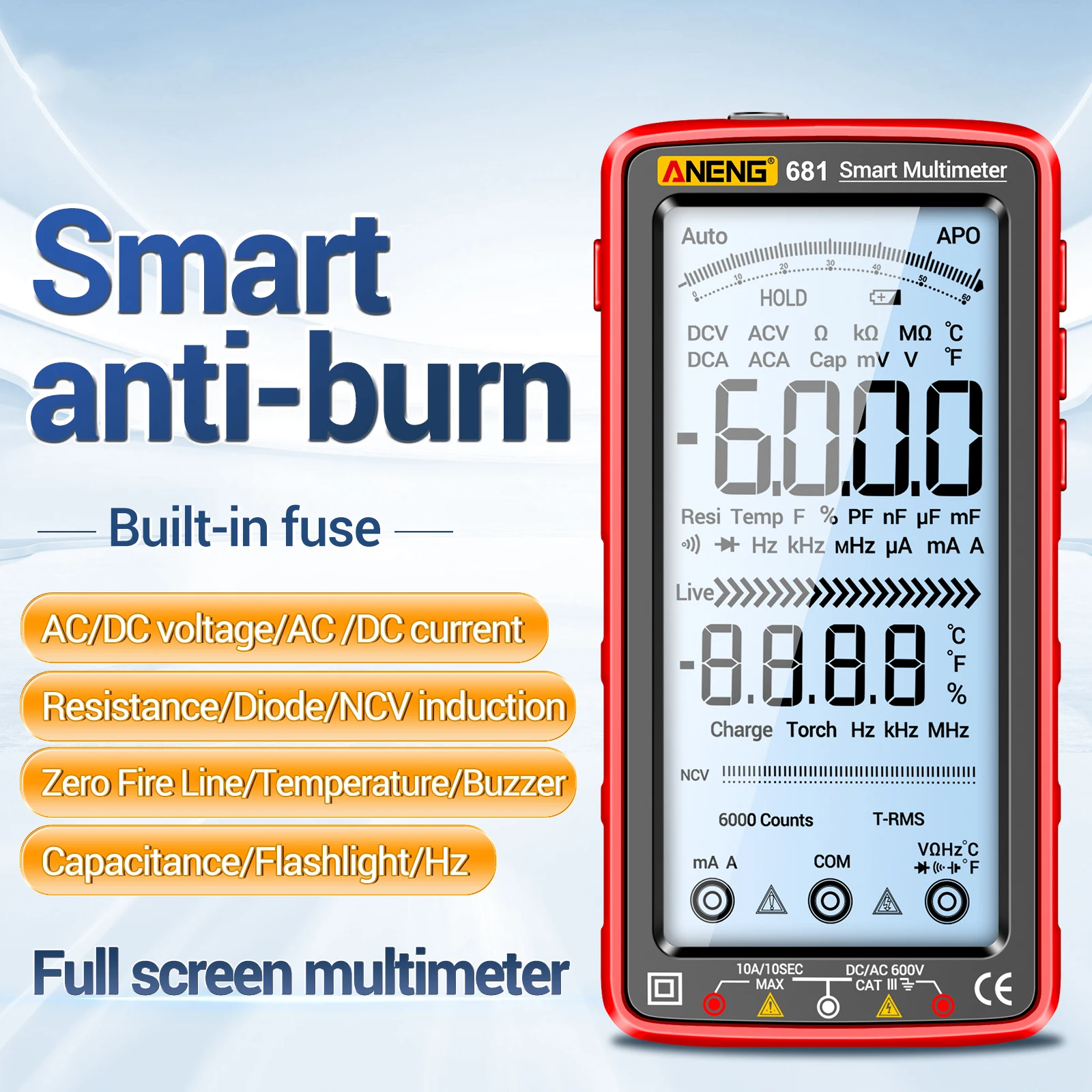 ANENG-681-6000-Counts-Digital-Multimeter-Smart-Anti-burn-Rechargeable ...