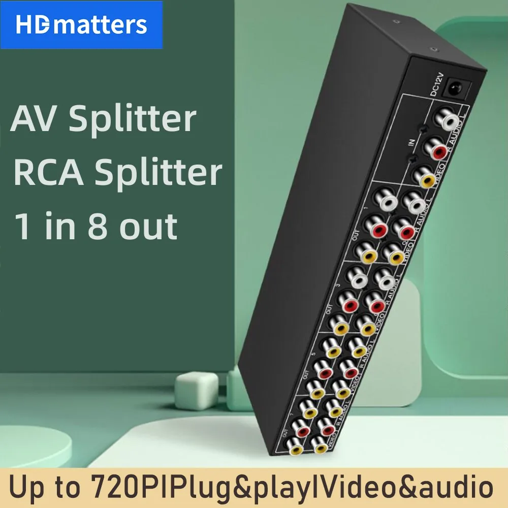 8-way-Composite-RCA-AV-splitter-1X8-video-audio-1-in-8-out-splitter ...