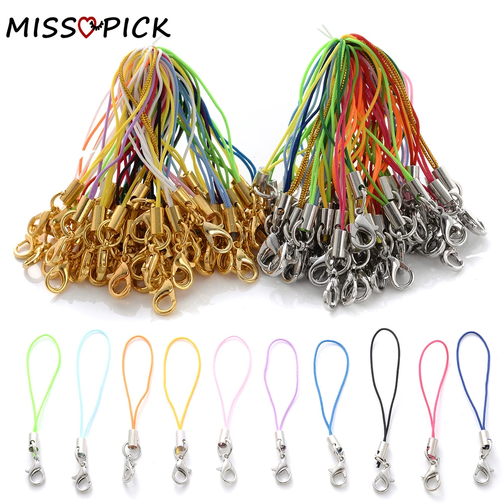 10 100Pcs 70mm Colorful Lobster Clasp Lanyard Strap Cord Mobile Straps ...