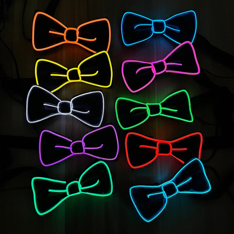 EL Wire Men Glowing Bow Tie Neon LED Luminous Party Bow Tie Christmas ...