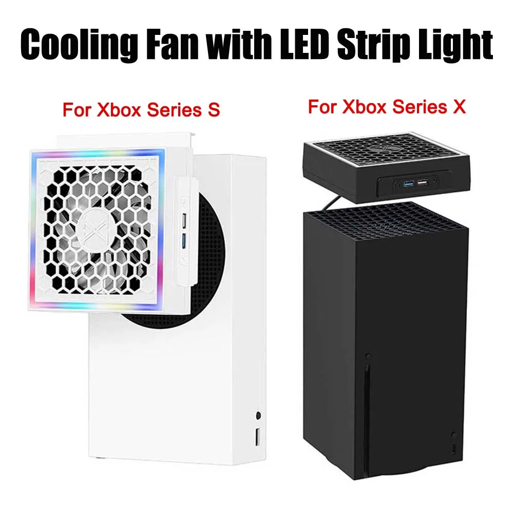 For-Xbox-Series-S-X-Cooling-Fan-Cooler-with-LED-Strip-Lights-2-USB ...