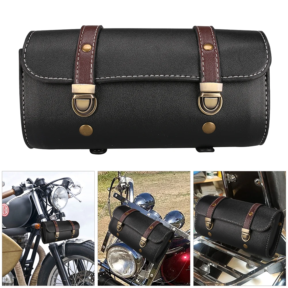 Motorcycle Tool Bag Quick Release PU Leather Motorcycle Fork Bag ...