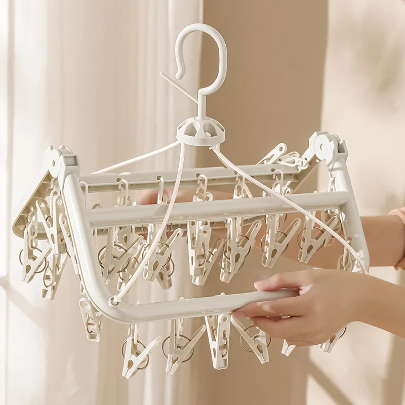 Portable-Foldable-Travel-Multi-functional-Windproof-Clothes-Rack-Socks ...